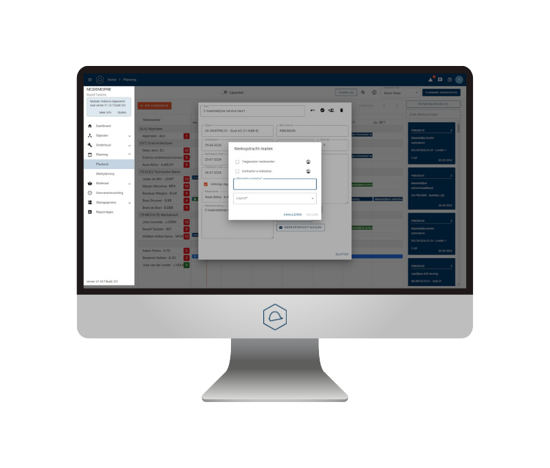 Werkopdrachten mailen | Nieuwe features in McMain Online